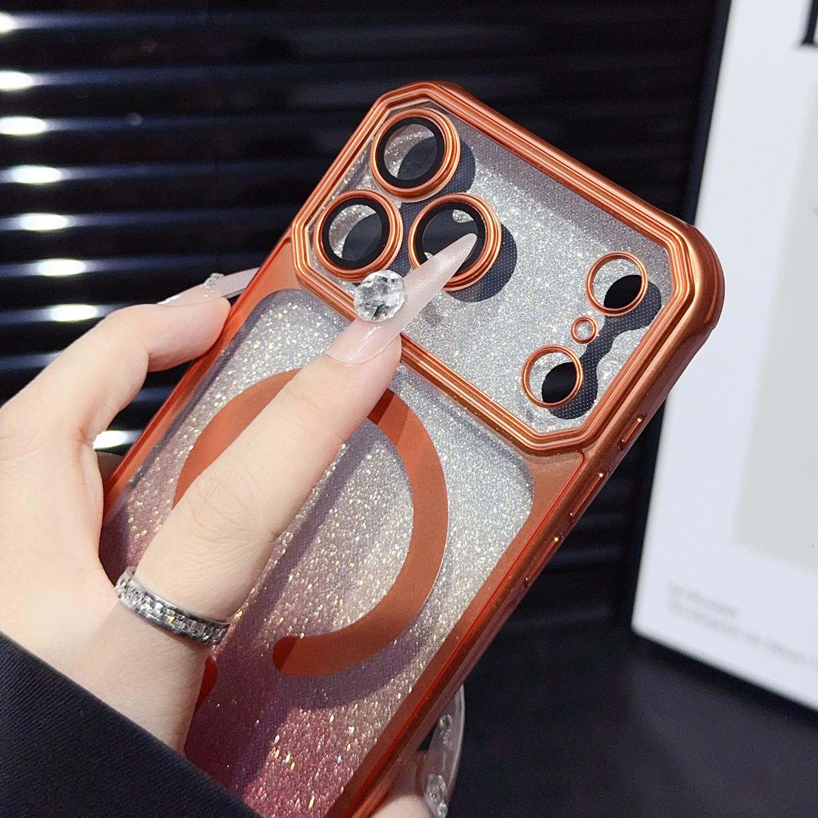 New- Large Window Glitter Gradient Matte Electroplated TPU MagSafe ...