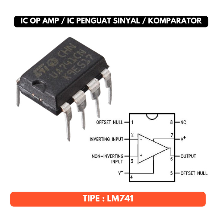 Ic UA741 UA 741 LM741 Dip-8 Op Amp OpAmp Penguat Sinyal Komparator Operational Amplifier ...