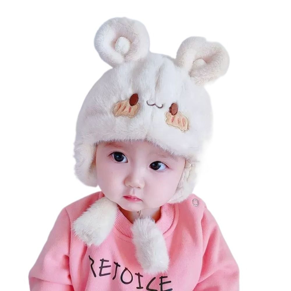 Plush Bear Baby Beanie Cap Ear Protection Autumn Winter Kids Snowcap Cute Warm Baby Hat Boys ...