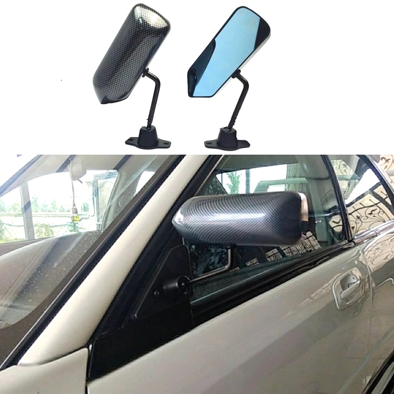 F1 1Pair Universal Car Rearview Mirror Carbon Fiber Autos Blue Rear ...