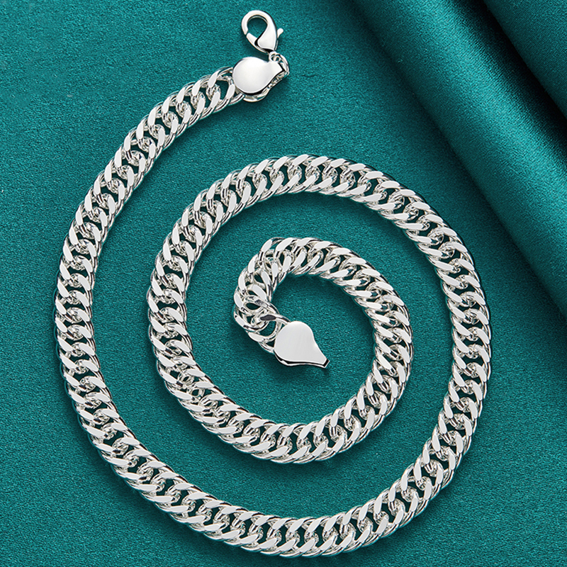 925 Sterling Silver Necklace For Men 1pc Gorgeous Silvery Plated Cuban ...