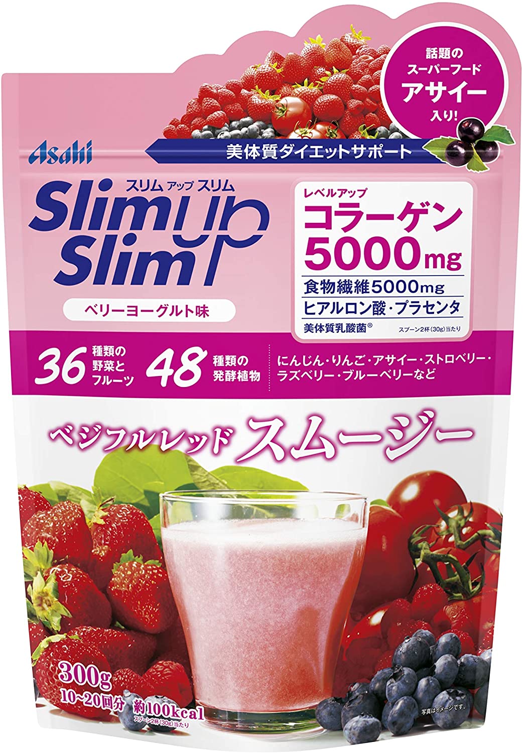 Asahi Slim up โปรตีนไดเอท Berry Yogurt (รสโยเกิร์ตเบอรี่) 300g. เวย์ ...