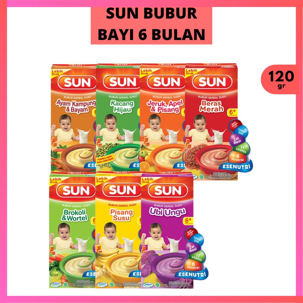 Sun Bubur Bayi 6 Bulan Box 120 gr Sereal Susu Nutrisi MPASI 6 | Lazada ...