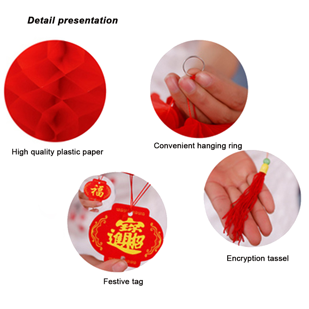 JM Plastic Paper Lantern Festive Honeycomb Big Red Small Lantern ...