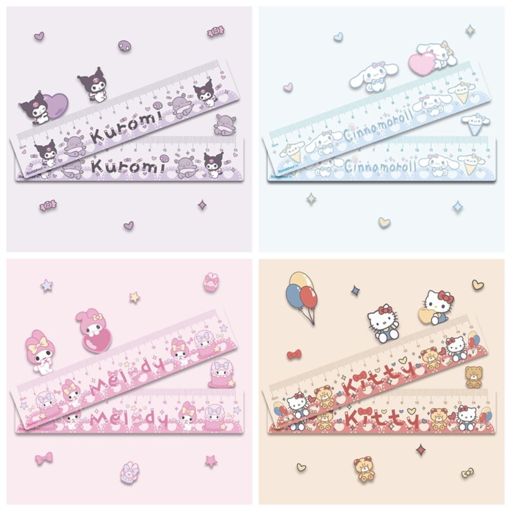 Cartoon Melody Kuromi Cinnamoroll 15cm Drafting Straight Ruler DIY ...