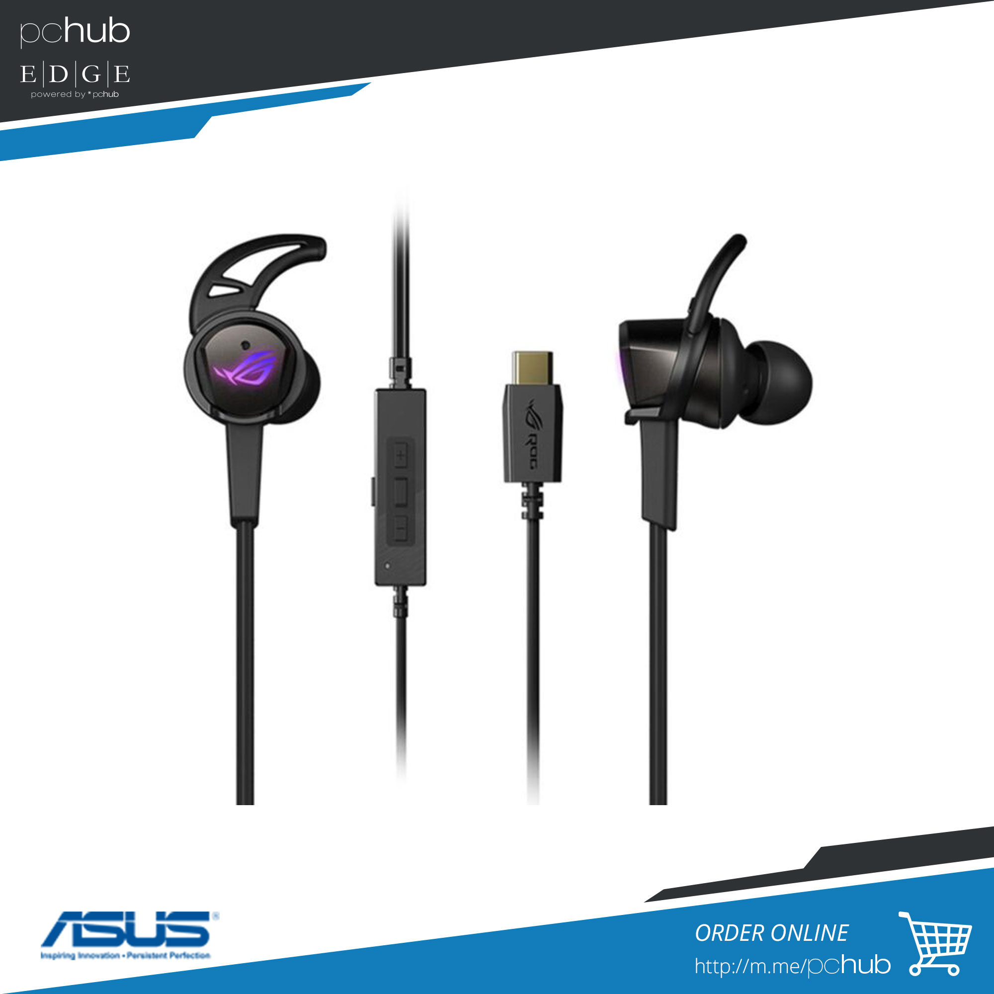 Asus ROG Cetra RGB, black, earbuds headset, ANC, USB-C, pn: ROG CETRA ...