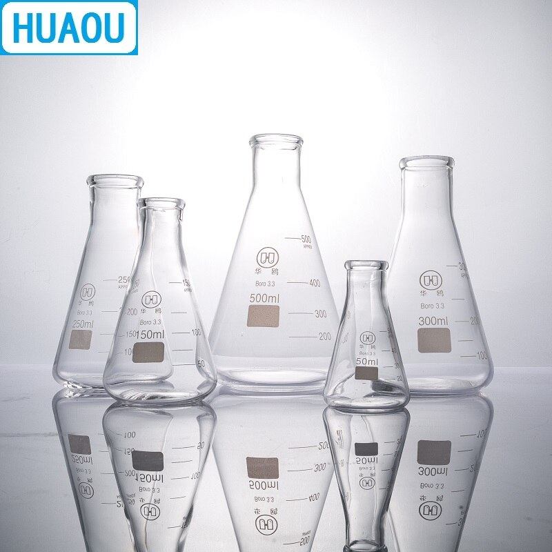 HUAOU 5000Ml Erlenmeyer Flask 5L Borosilicate 3.3 Glass Narrow Neck Conical Triangle Flask ...