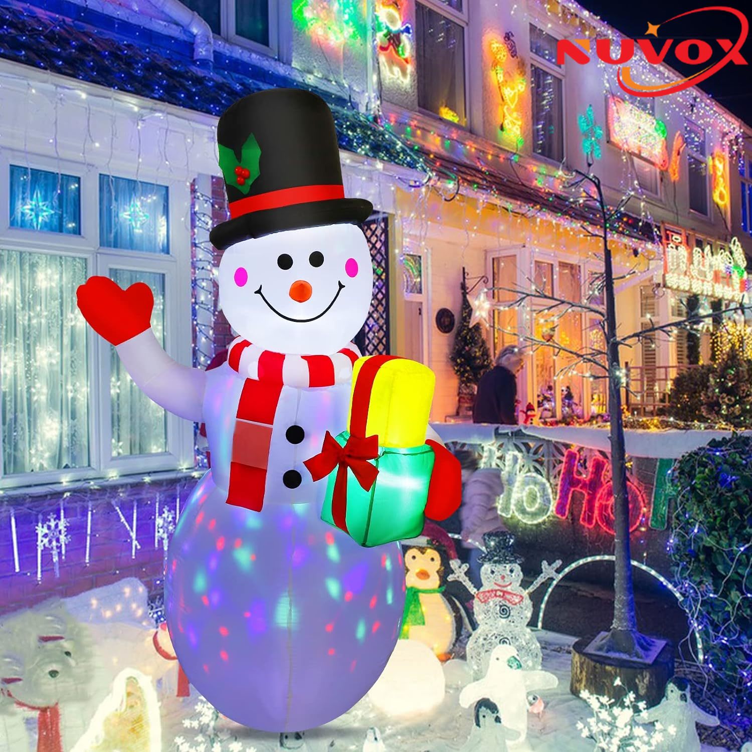 Nuvox 5FT Christmas Inflatables Snowman Outdoor Decorations Built-in ...
