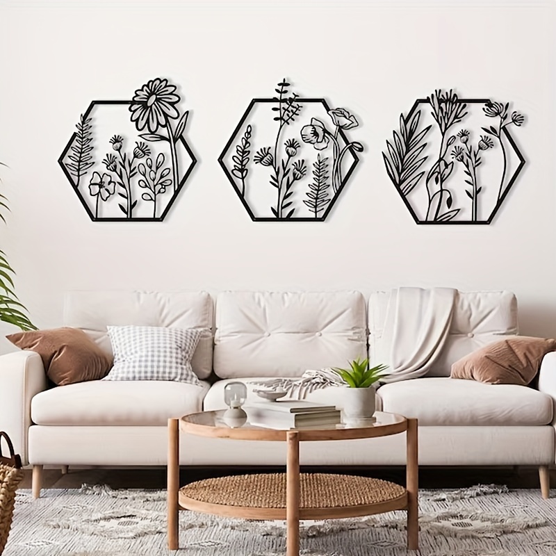 cifbuy 3pcs metal flower wall art floral metal wall decoration metal ...