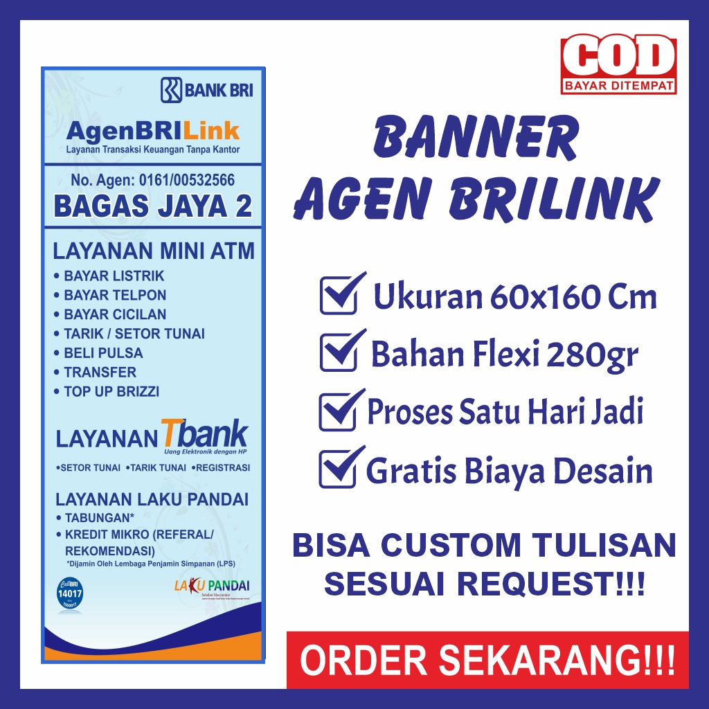 Banner Spanduk Agen Brilink Mobile Mitra Teras BRI Bank Transaksi ...