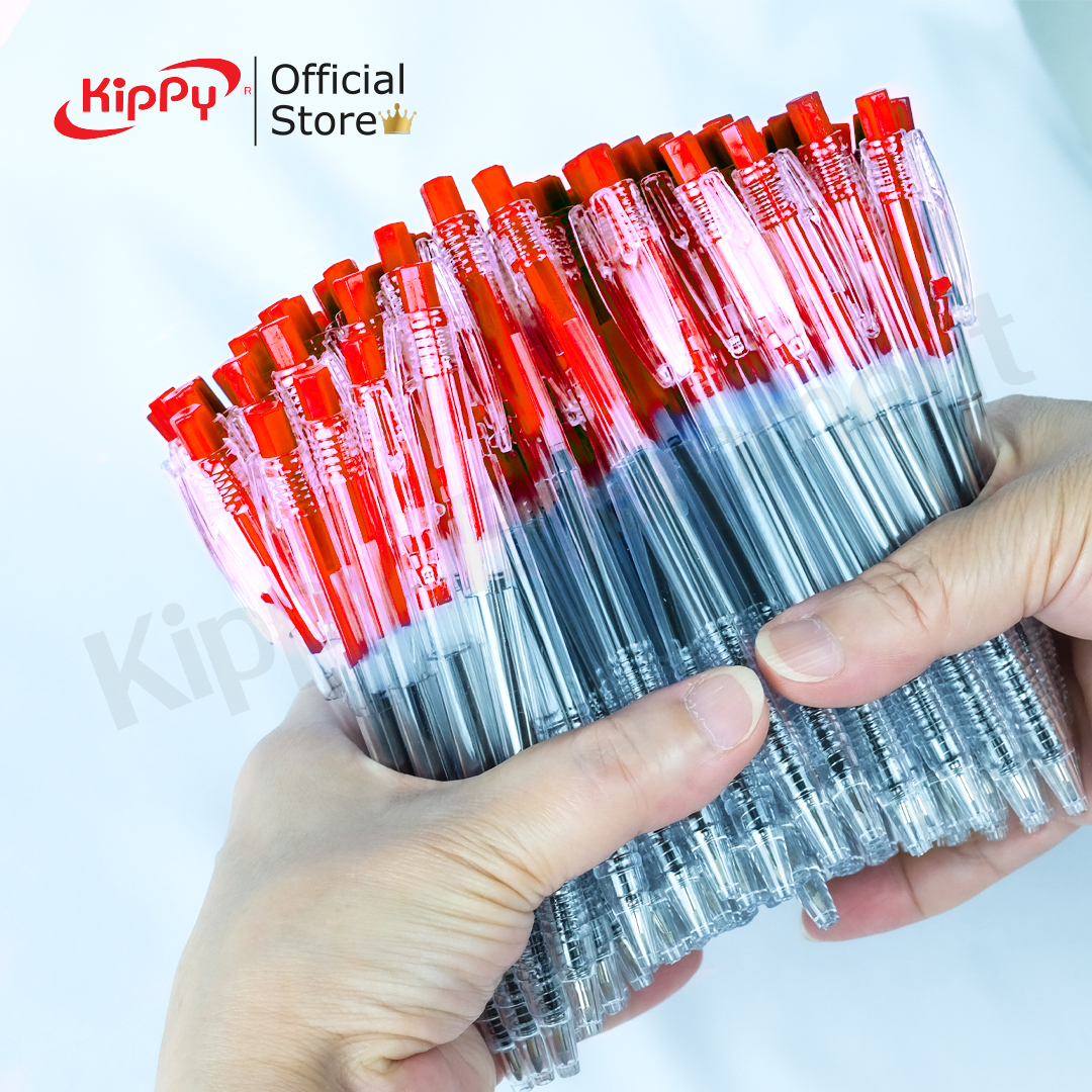 KIPPY ปากกาลูกลื่น 0.7 สีน้ำเงิน/แดง (ราคาแพ็ค 100 ด้าม) เขียนลื่น เขียนทนจนหมดด้าม **อย่าลืมขูด ...