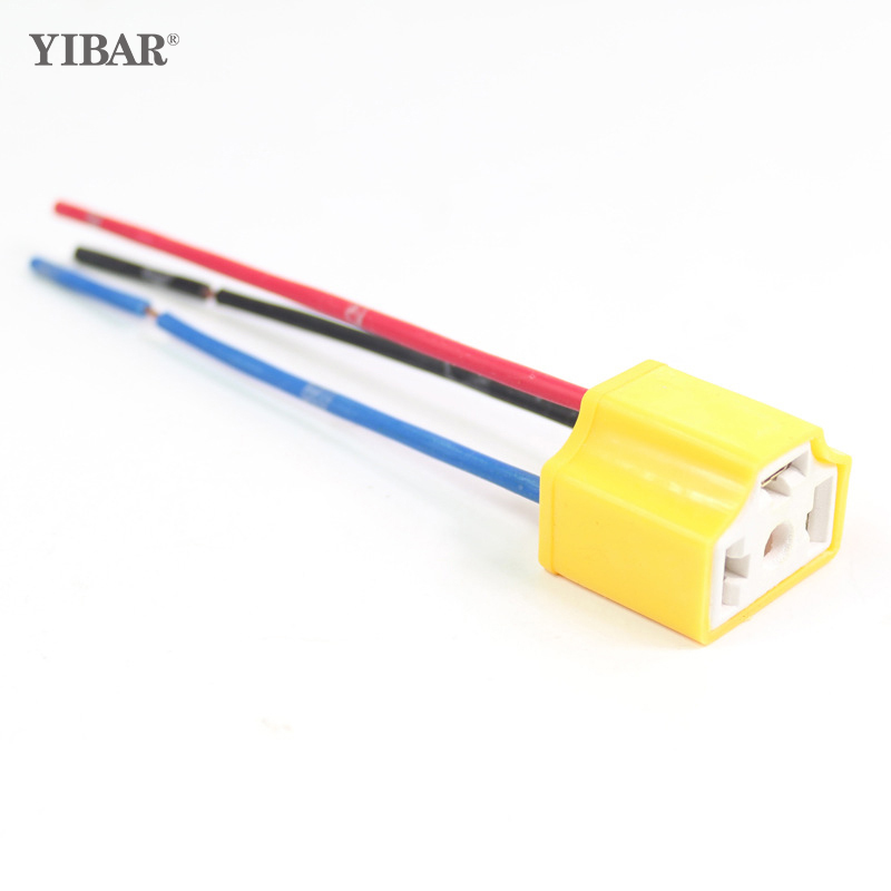 H4 Three Holes Ceramic Wire Wiring Car Bulb Lamp Harness Socket Plug ...