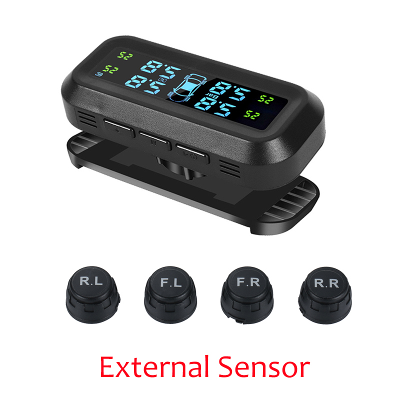 Universal Car Tpms Tire Pressure Monitoring System Solar Power Digital Tmps Lcd Display Security