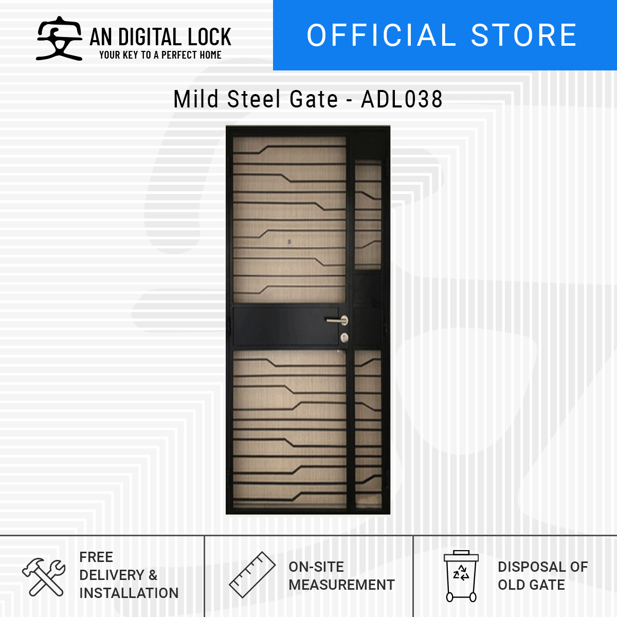 Mild Steel HDB Metal Gate (ADL038) | AN Digital Lock | Lazada Singapore
