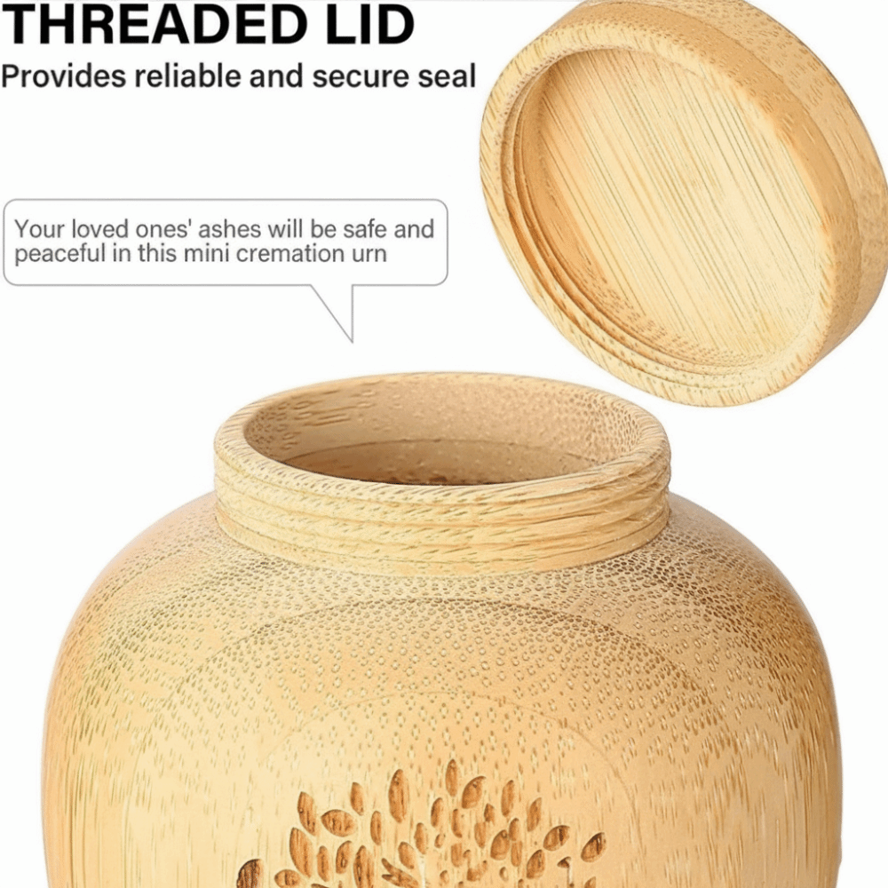 Portable Bamboo Pet Ashes Box Seal Tree Patterns Pet Commemorative Box ...