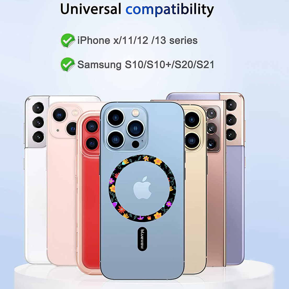 BlueWow Magsafe สติ๊กเกอร์แหวนสำหรับ iPhone 12 13 14 15กาวโลหะสติ๊กเกอร์วงแหวนสำหรับชาร์จไร้สาย ...