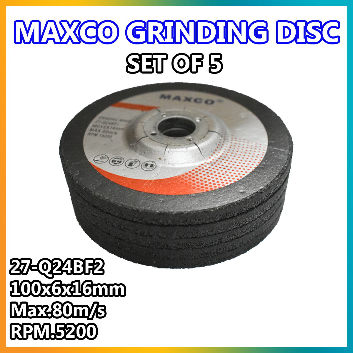 Glorious MAXCO Grinding Disc Wheel 27-Q24BF 100 x 6 x 16 mm MAX 80s/m ...