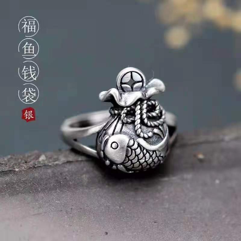 【Fashion-forward】New Vintage Money Bag Opening Adjustable Ring for and ...
