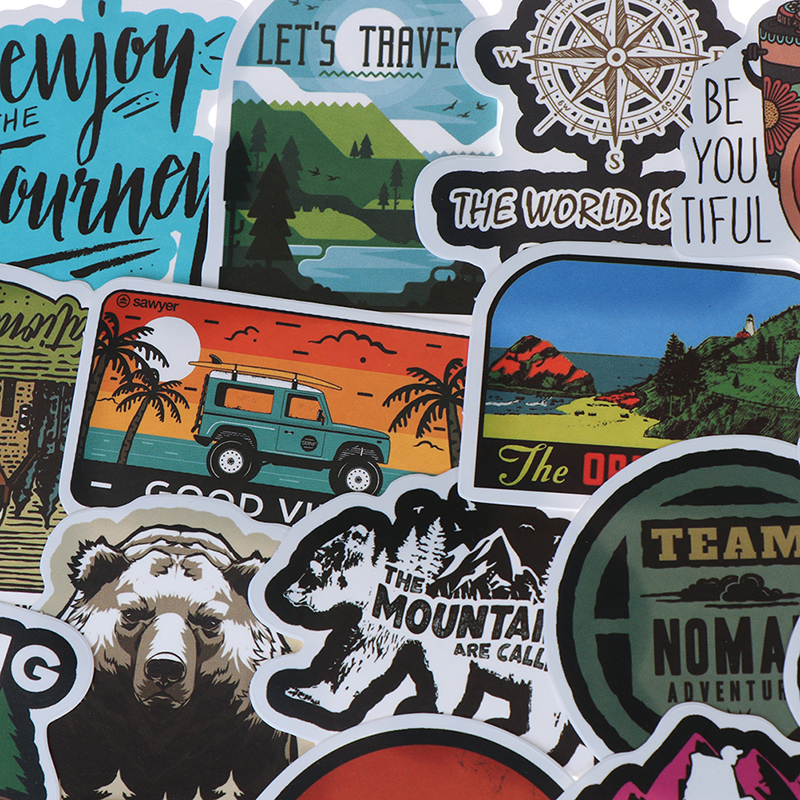 WED711 【Jettingbuy】 50Pcs Camping Landscape Sticker Outdoor Adventure ...