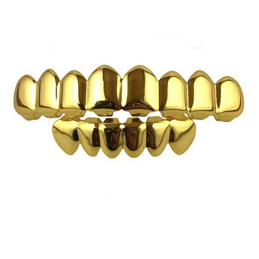 【Topnotch Store】TOPGRILLZ 8 Teeth GOLD PLANTING Top&Bottom Grillz Bling ...