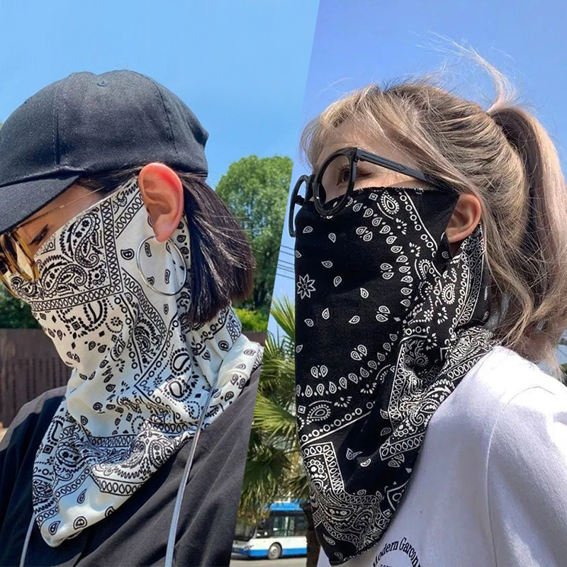 Summer Sun UV Wind Protection Chiffon Scarf Sunscreen Face Mask Neck ...