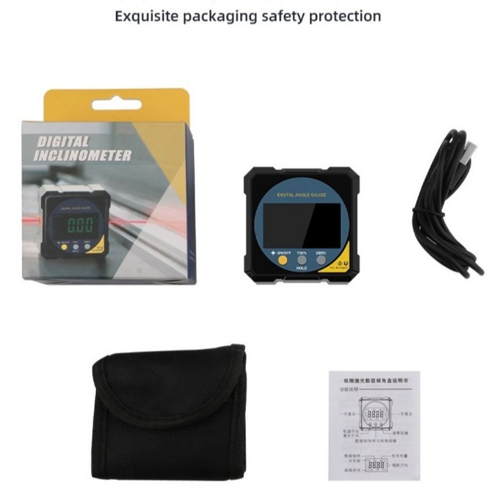 Angle Gauge Rechargeable Laser Angle Ruler 4 Sides Magnet Dual Laser ...