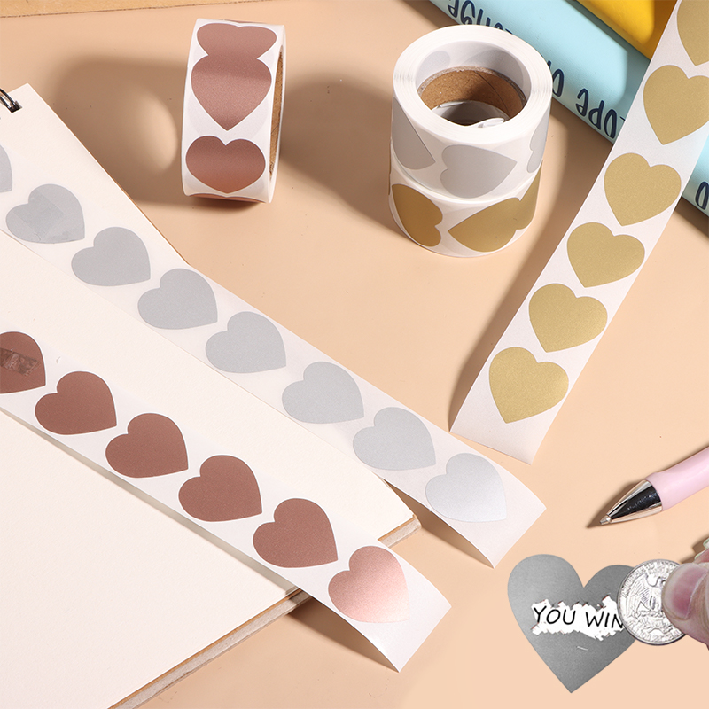 300Pcs/roll Heart Scratch Off Stickers Labels Scratch Sticker Labels ...