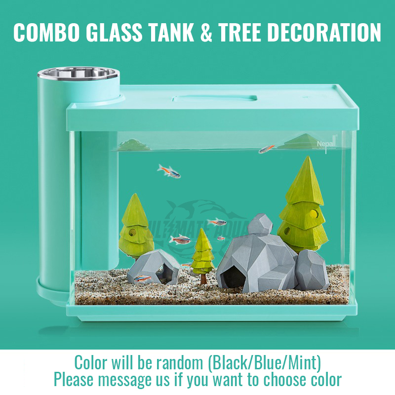 Nepall Mini Desktop Fish Tank, Ecological Glass Fish Tank With Filter ...