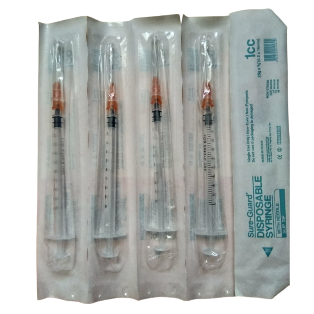 Indoplas | Sure-Guard Disposable Syringe with needle Luer-lock tip 1cc ...