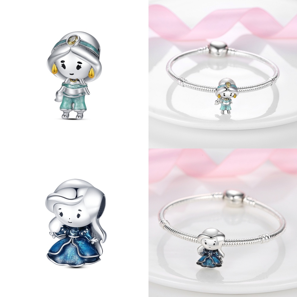 S925 Sterling Sliver Charms Cartoon Boys Girls Couple Beads Fit Pandora ...