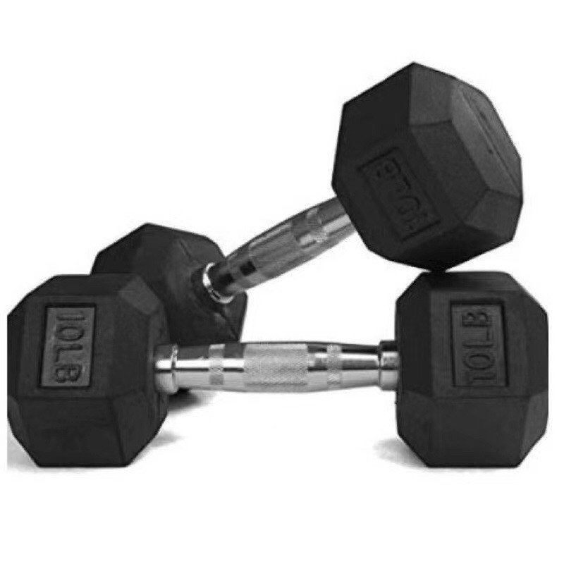Rubberized Hex Hexagon Dumbbell 5LBS- 15LBS with Metal Handle (PER ...