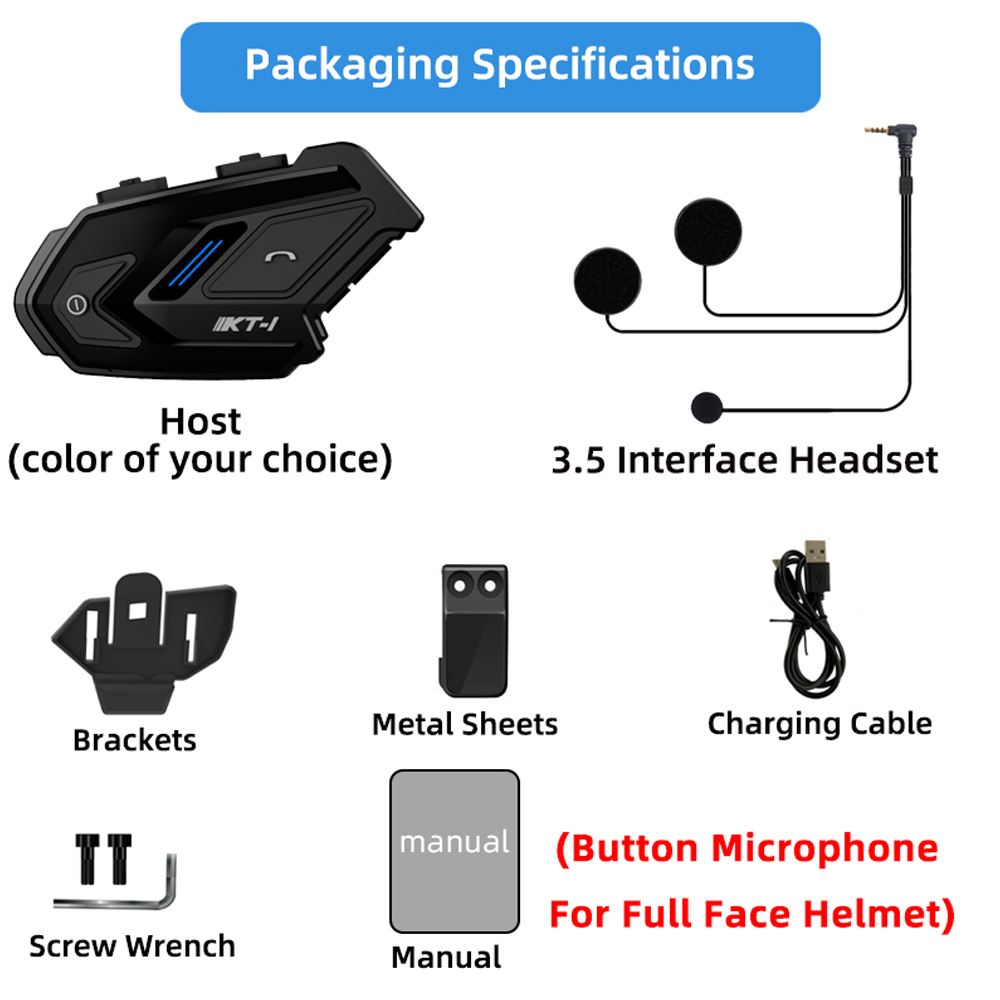 【Ready Stock】IKT-1 Bluetooth 5.0 Motorcycle Helmet Intercom Headset ...