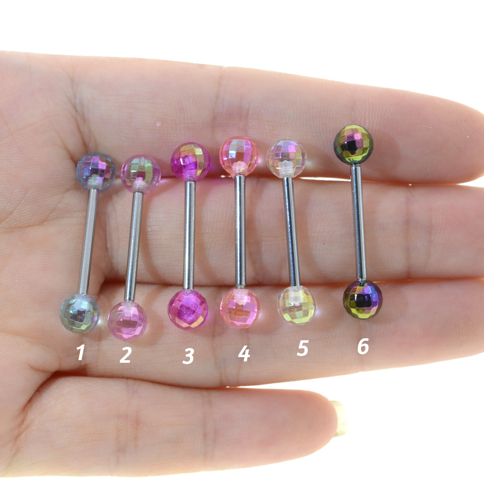 【Clay & Cloud】2pcs Mix Color 1.6x16x6mm Acrylic Ball Tongue Nails ...