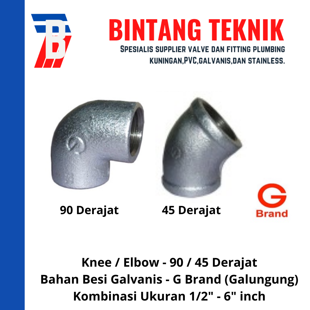 Knee / Elbow 4" inch Besi Galvanis Galungung (G) Brand - 45 Derajat ...