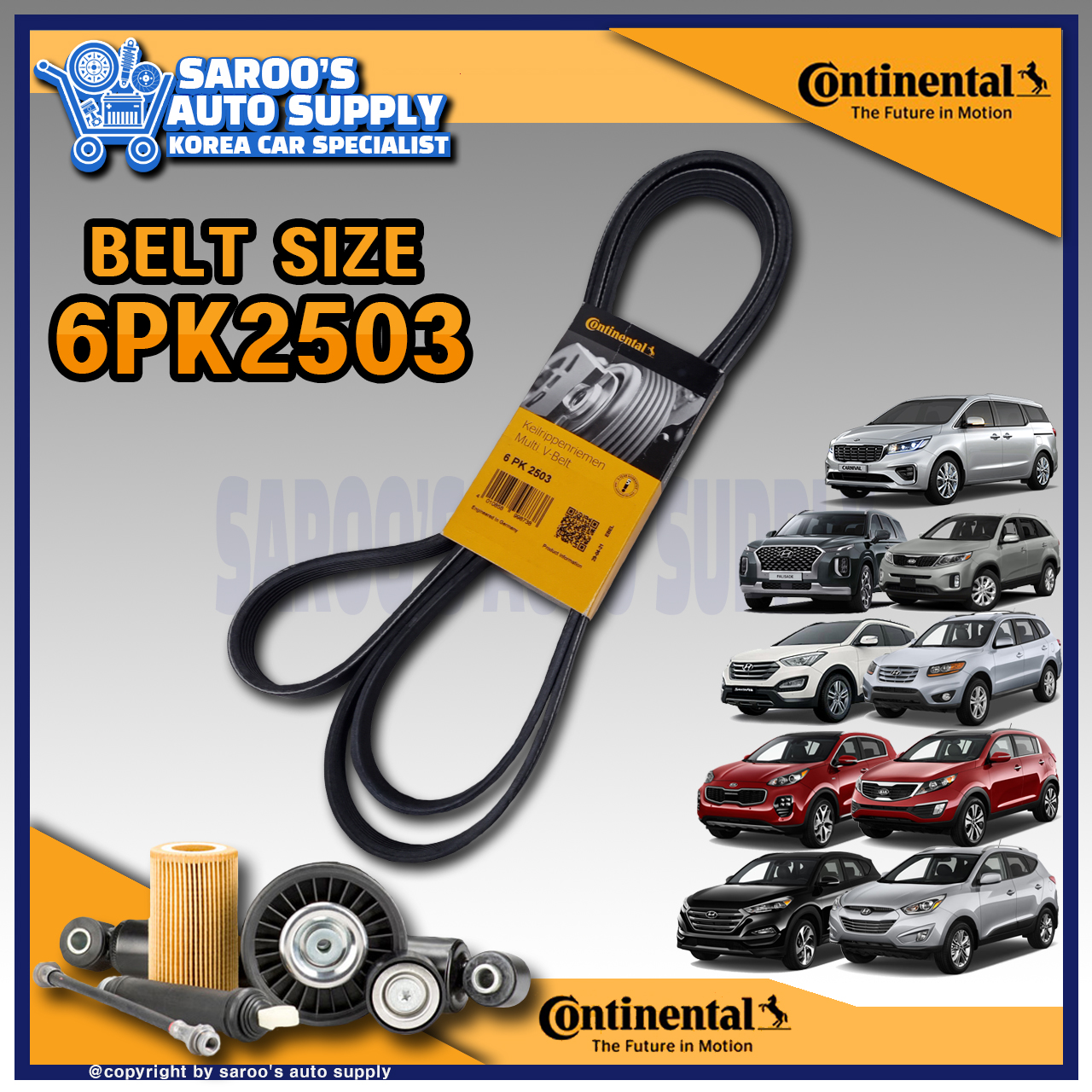 [R] V-Belt / Drive Belt / Fan Belt For Tucson , Sportage , Santa Fe ...