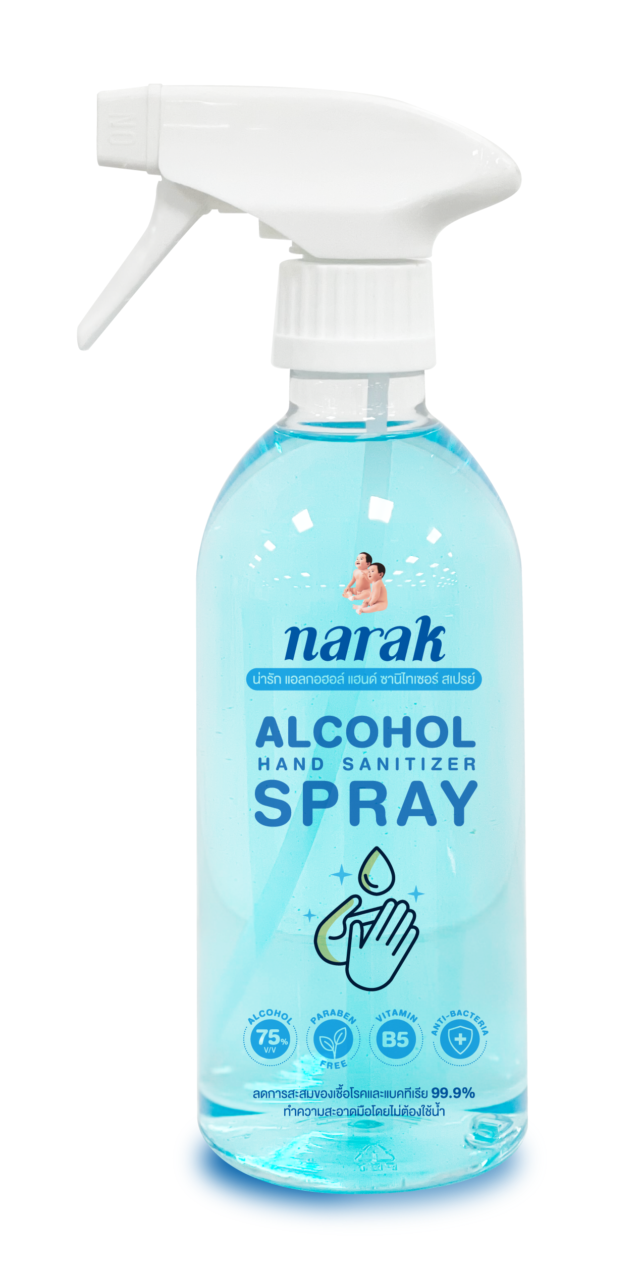 Narak น่ารักแอลกอฮอล์สเปรย์กลิ่น Floral (สีฟ้าใส) ชนิดน้ำ 500 มล. ...