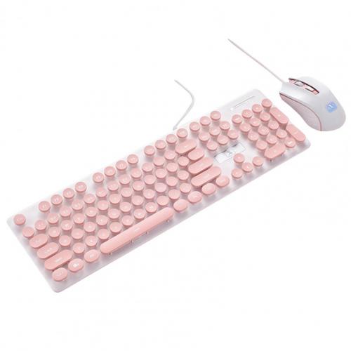 【New Trend】Portable Retro Wired Gaming Computer Keyboard Mouse Kit with Keycap Mechanical ...