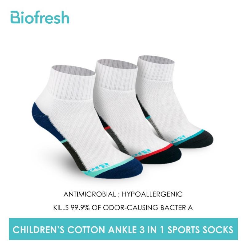 Biofresh RBSKG35 Boys' Antimicrobial Cotton Ankle Thick Sports Socks 3 ...
