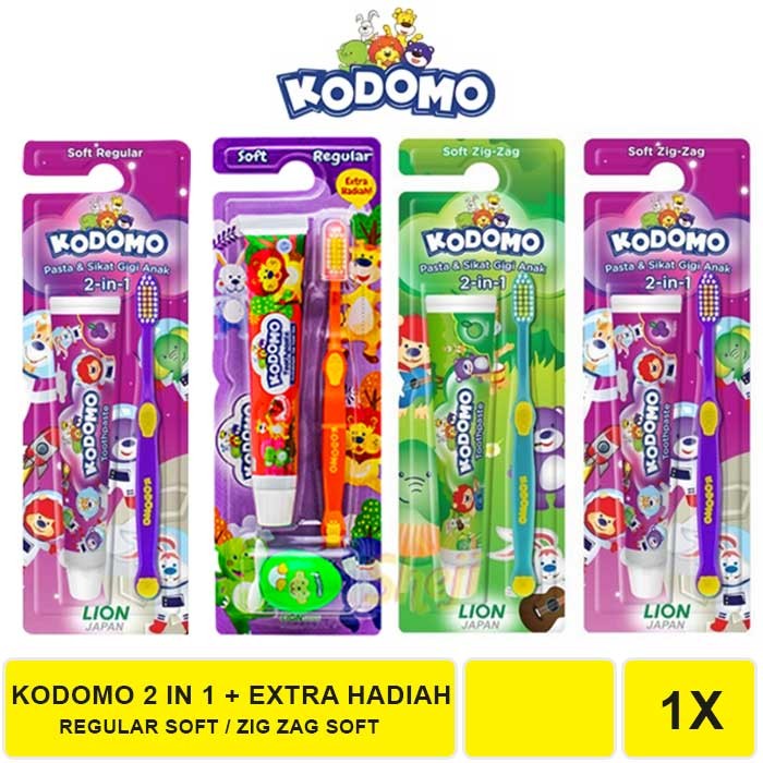 Kodomo Sikat Gigi Anak Reguler 2in1 / Kid Toothbrush Soft Regular / Tooth Brush Zig Zag Anak ...