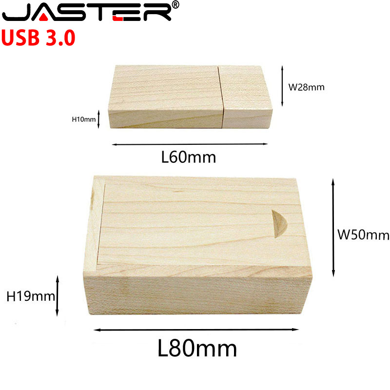 JASTER Wooden USB 3.0 Flash Drives with BOX 128GB Pen drive 64GB 32GB ...