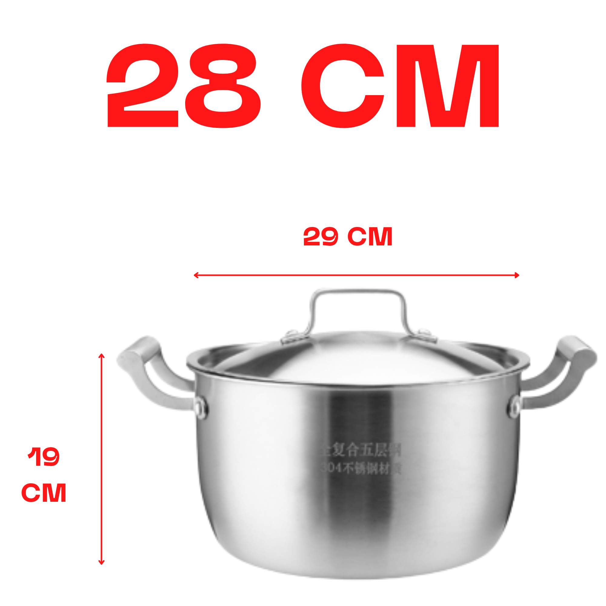 100% - SUS 304 # 5-PLY STAINLESS STEEL DOUBLE HANDLE SOUP POT WITH ...