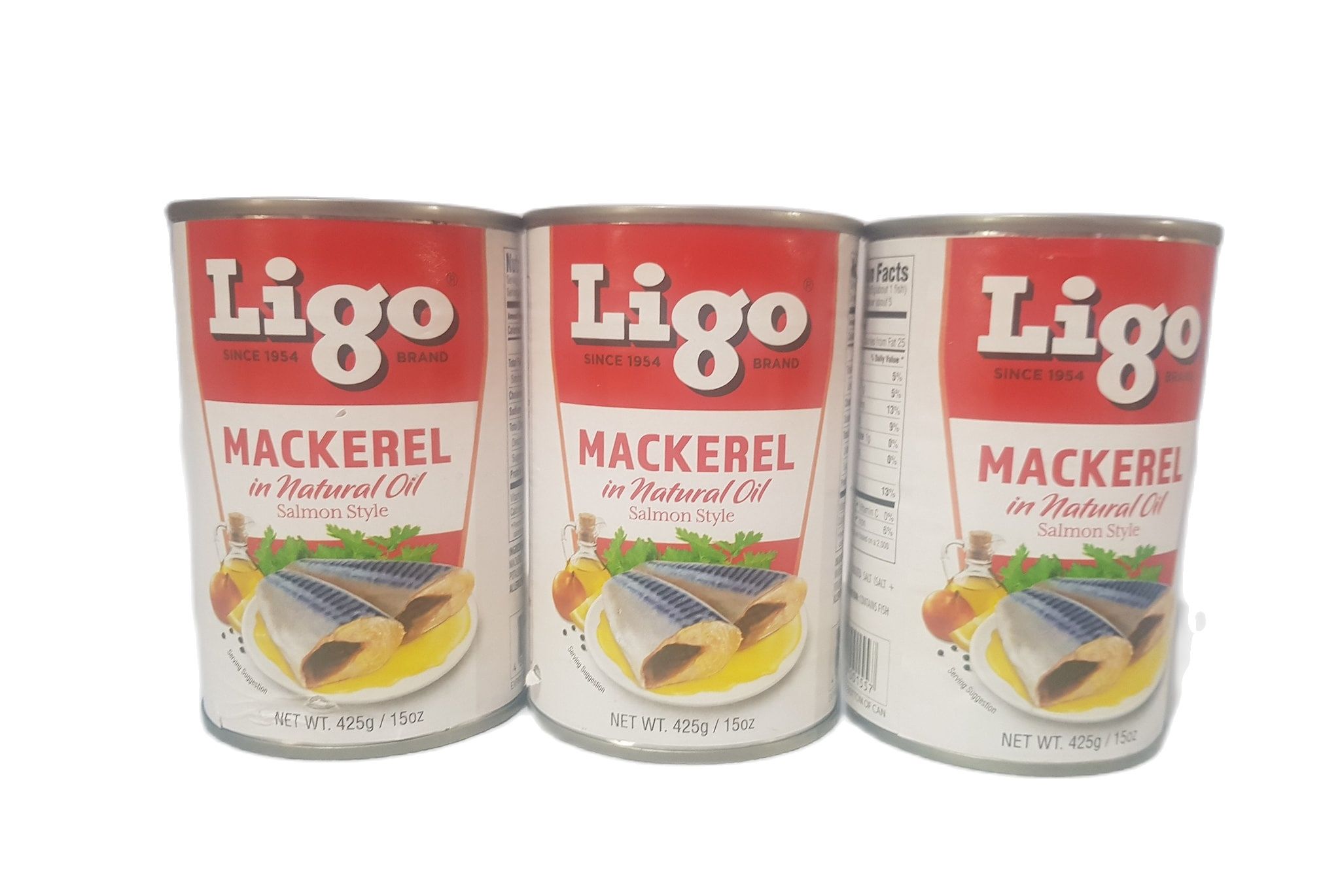 LIGO Mackerel in Natural Oil - Salmon Style (pack of 3 cans x 425 grams ...