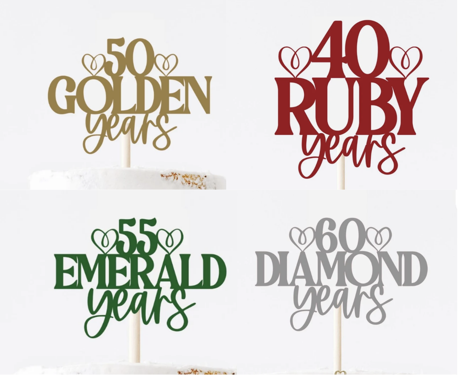 (SG Seller) Anniversary Custom Cake Topper / Golden years Cake Topper ...