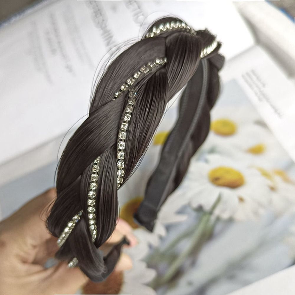 CAEDU Diamond Twist Wig Headband Weave Rhinestone Braids Hairband Cute ...