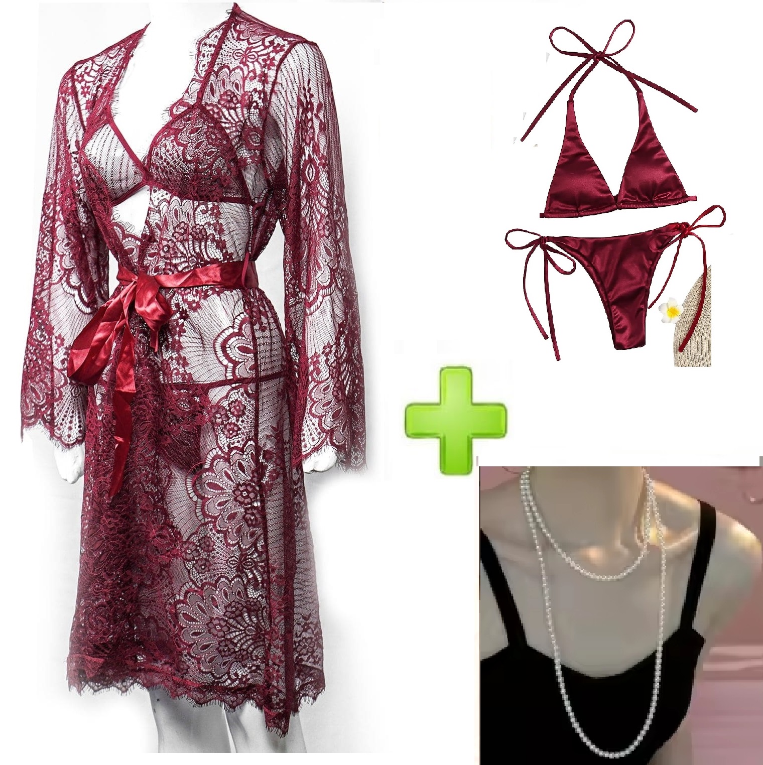 Pack of 04 - High Qaulity Lace Net See Through Bridal Nighty Set Pratiharye Valentine Special ...