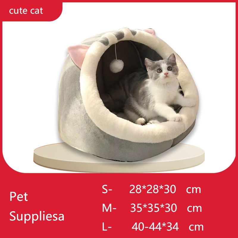Cartoon Cat Bed Puppy House Foldable Washable Pet sleeping Bed Dog Nest ...