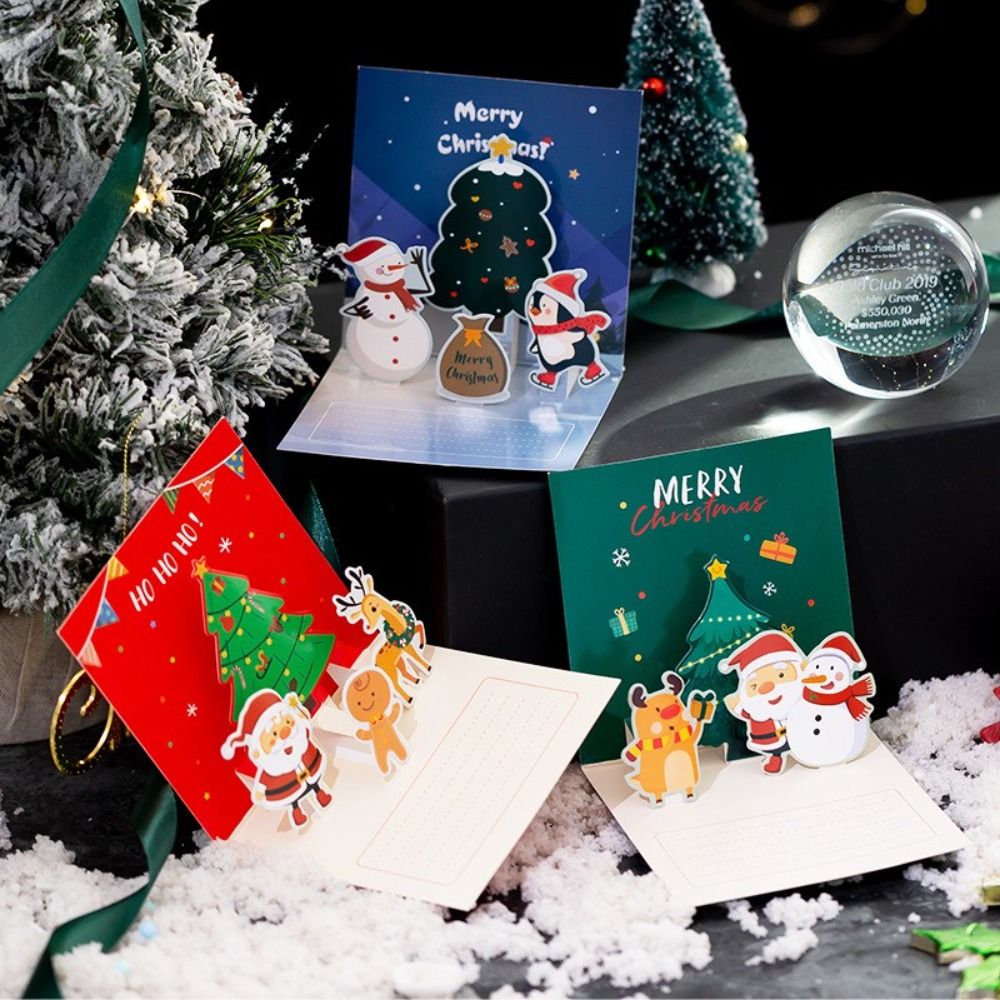 3D Pop Up Birthday Santa Claus Friends Family Blessing Cards Christmas ...
