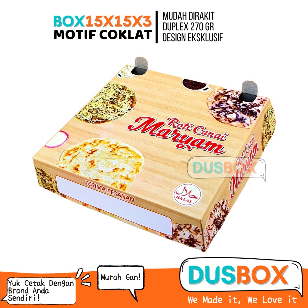 Box 15x15x3 Motif / Dus Box Kemasan Roti Maryam / Kotak Roti Canai ...