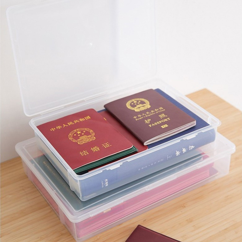 Plastic File Storage Box Organization Transparent Square Storage Box A4 ...