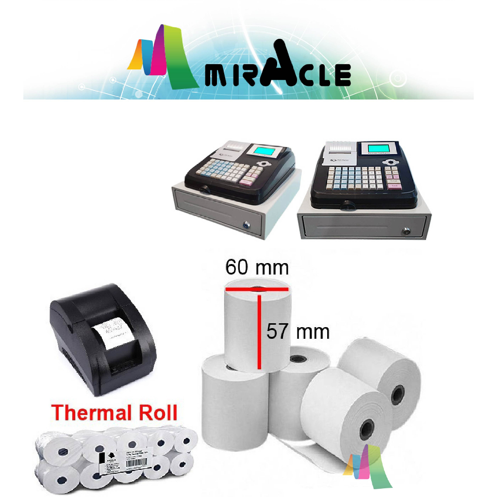 57mm x 60mm Thermal Paper Roll Receipt Cashier Roll Cash Register ...
